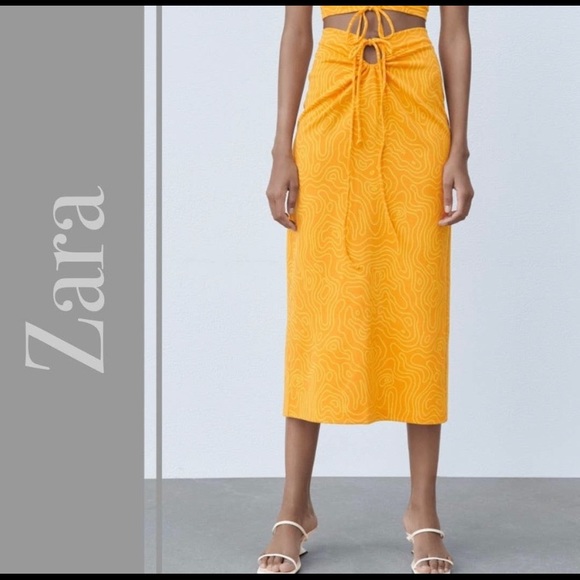 Zara | Skirts | Zara Nwt Jr Women S Sexy Hiback Slit Peephole Front Tie ...